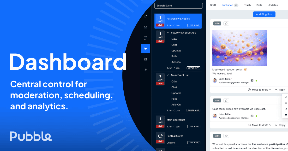 Event Moderation Dashboard for Live Engagement | Pubble